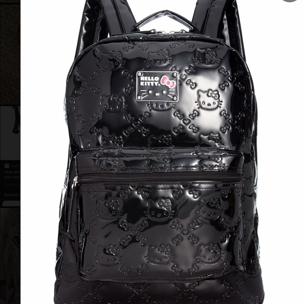 Hello Kitty Black Patent Leather Backpack With Added … - Gem